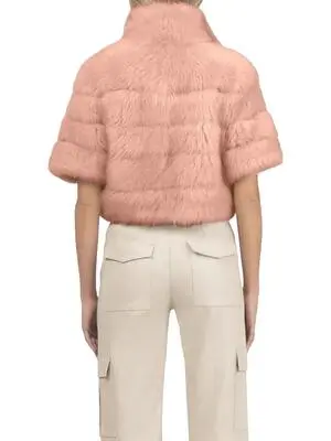 Gorski Reversible Cropped Shearling Bolero - Blush