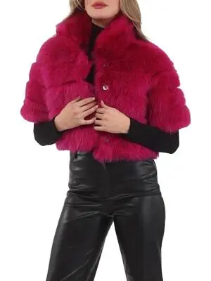 Gorski Reversible Cropped Shearling Bolero - Magenta