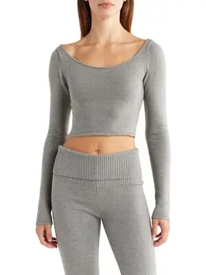 FLORENCE BY MILLS Florence By Mills Cross Back Crop Sweater Heather Grey
