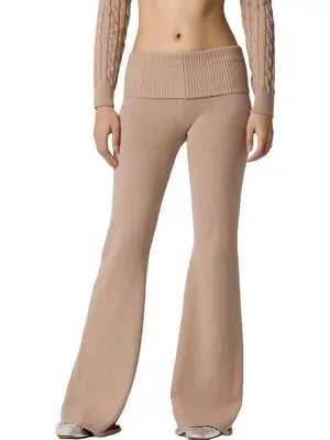FLORENCE BY MILLS Barre Foldover Wide Leg Pants - Warm Taupe