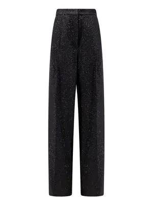 Max Mara Navigli Viscose Blend Sequined Wide Leg Trousers - Black