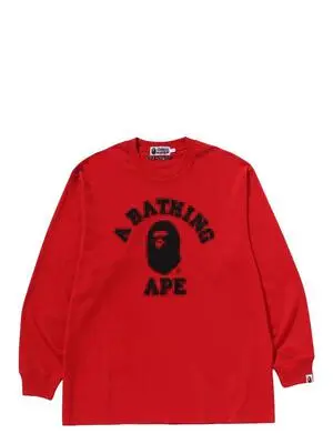 A BATHING APE College Relaxed Fit Long Sleeve Tee Shirt - Red