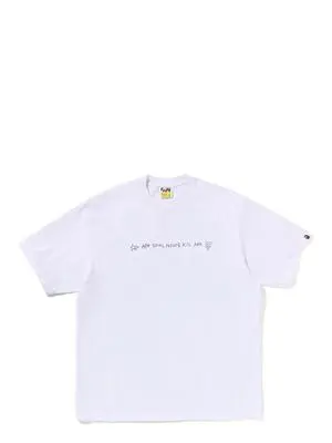 A BATHING APE Hand Drawn Logo Relaxed Fit Tee Shirt - White