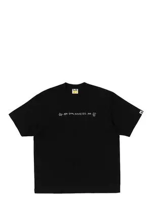 A BATHING APE Hand Drawn Logo Relaxed Fit Tee Shirt - Black