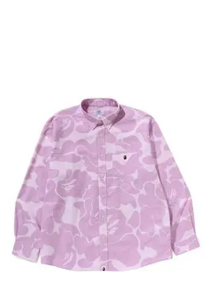 A BATHING APE Stripe Camo Relaxed Fit Shirt - Purple