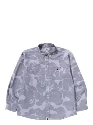 A BATHING APE Stripe Camo Relaxed Fit Shirt - Gray