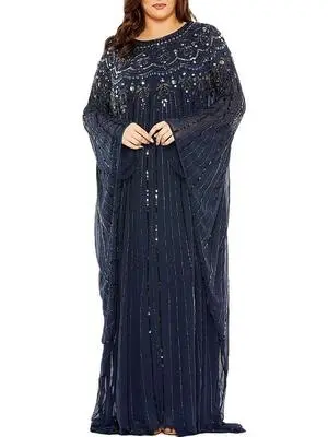 Mac Duggal Embellished Long Sleeve Gown - Midnight