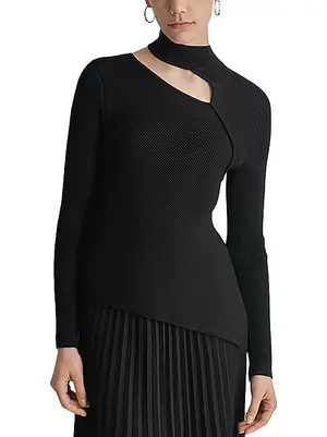 Dkny Asymmetrical Cutout Sweater Black