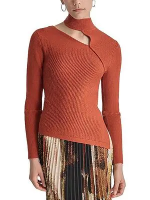 Dkny Asymmetrical Cutout Sweater Russet