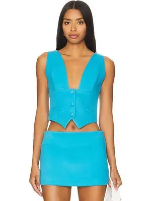 CEREN OCAK Gabardine Vest - Blue