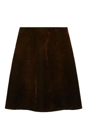 Tory Burch Flocked Denim Skirt Dark Brown