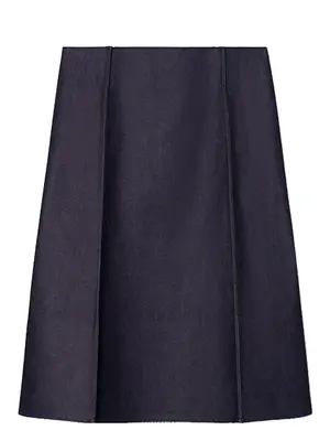 Tory Burch Flocked Denim Skirt Unwashed Raw Indigo