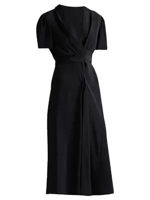 Prada V-neck Midi Dress - Black