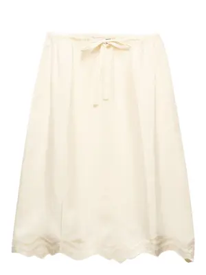 Prada Prada Drawstring-Waist Silk Midi Skirt Yellow