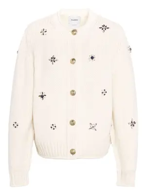 BARRIE Embroidered Cashmere Cardigan - White