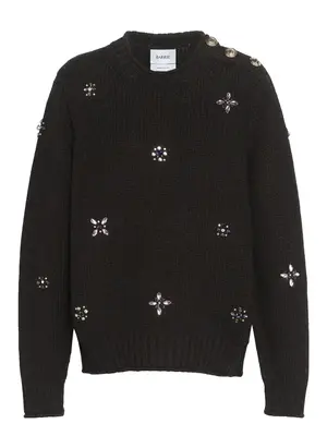 BARRIE Embroidered Cashmere Jumper - Black