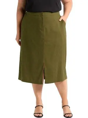 Universal Standard Wooster Linen Blend Pencil Skirt - Fern