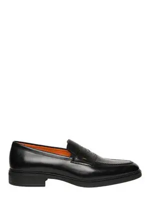Santoni Leather Loafers Black