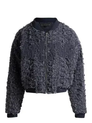 WHO DECIDES WAR Husk Distressed Cotton Bomber Jacket - Indigo