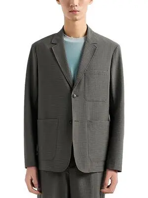 Emporio Armani Technical Seersucker Blazer - Dark Green