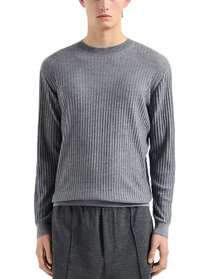 Emporio Armani Travel Essentials Ribbed Wool Sweater Medium Gray