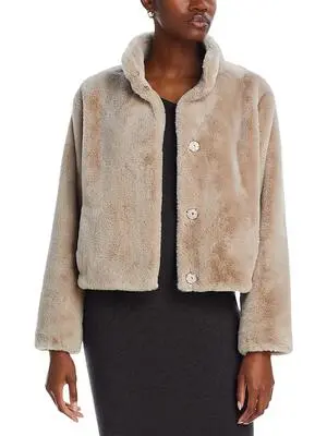 Velvet By Graham & Spencer Faux Fur Snap Front Jacket - Ash Gray