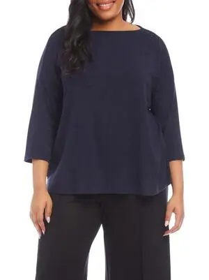 Karen Kane Hemp & Organic Cotton Blend Top - Navy