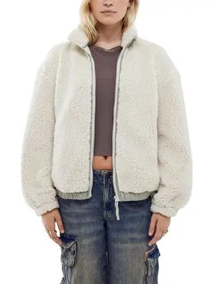 BDG URBAN OUTFITTERS Boxy Fleece Jacket Ecru