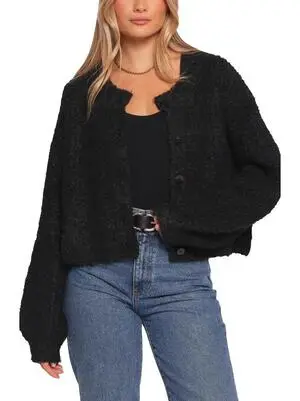 PETAL & PUP Petal & Pup Albertine Bouclé Crop Cardigan Black