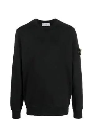 Stone Island 532b9 Felpa Crewneck Sweatshirt With Logo Patch - Black