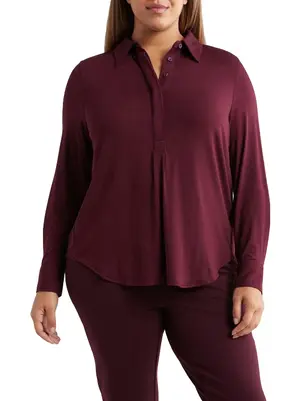 Universal Standard Universal Standard Elbe Popover Shirt Black Cherry