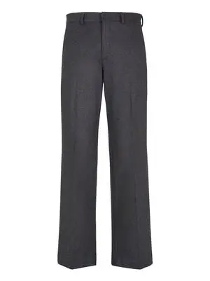 Fendi Stretch Cashmere Trousers With Logo - Grey