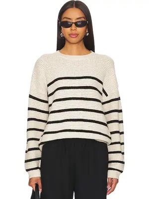 Sanctuary Warmer Days Crew Sweater - Toasted Almond Stripe