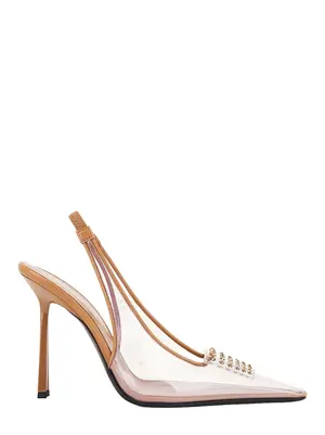 Saint Laurent Stone Slingback Pumps - Transparent & Dark Macadamia