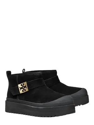 Tory Burch Shearling Lined Platform Boots - Perfect Black/gold