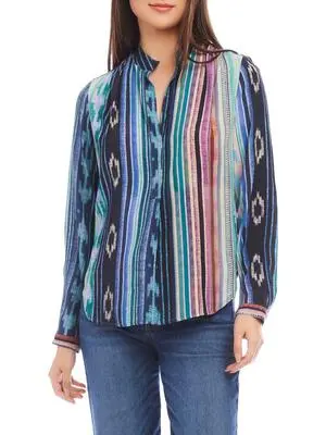 Karen Kane Printed Split Neck Top - Print