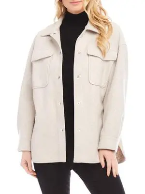 Karen Kane Oversized Shirt Jacket - Stone