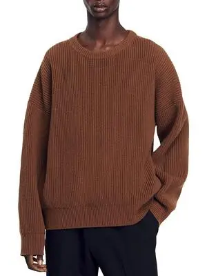 Sandro Carter Wool & Cashmere Oversized Sweater Caramel