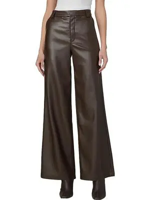 Joe's Jeans Mia Faux Leather Wide Leg Pants - Dark Chocolate