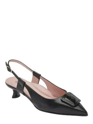 Naot Amber Pointed Toe Slingback Pump - Black Sheen Leather