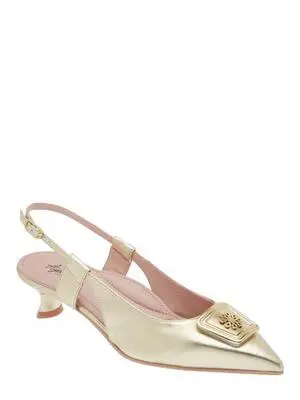 Naot Amber Pointed Toe Slingback Pump - Gold Metallic Leather