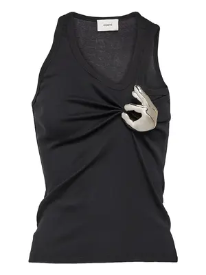 Coperni Embellished Cotton Tank Top - Black