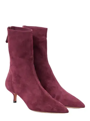 AQUAZZURA Montmartre Suede Ankle Boots - Purple