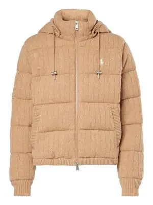 Polo Ralph Lauren Cable-knit Wool And Cashmere Down Jacket - Beige