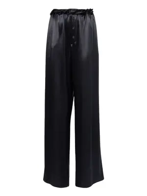 FERRAGAMO Gathered Satin Wide-leg Pajama Pants - Black