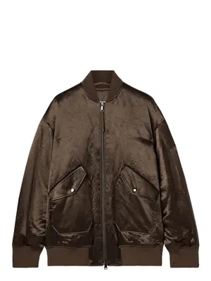Max Mara Imelde Oversized Hammered-satin Bomber Jacket - Brown