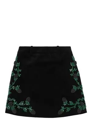 Balmain Embellished Cotton-velvet Mini Skirt - Black