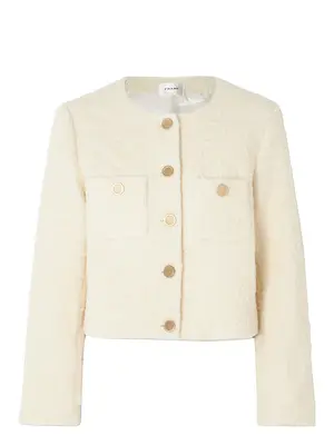 FRAME Cropped Cotton-blend Bouclé-tweed Jacket - Ecru