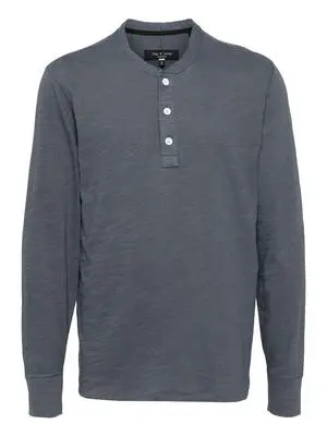 Rag & Bone Classic Flame Henley Polo Shirt - Blue