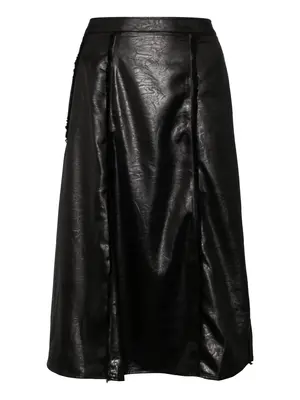 TOUT A COUP Faux Leather Midi Skirt - Black